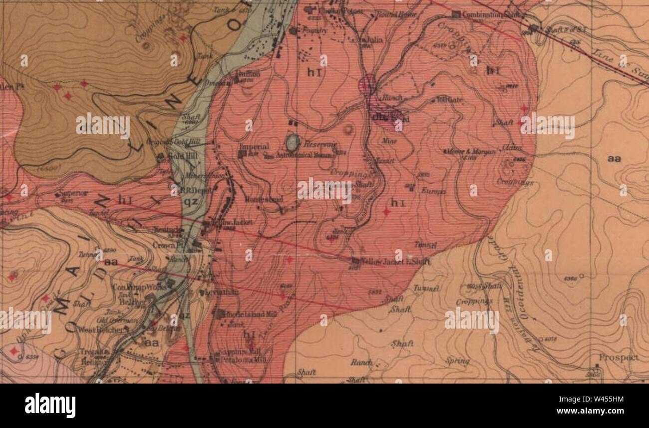 Comstock Lode geologic map 2 Stock Photo - Alamy