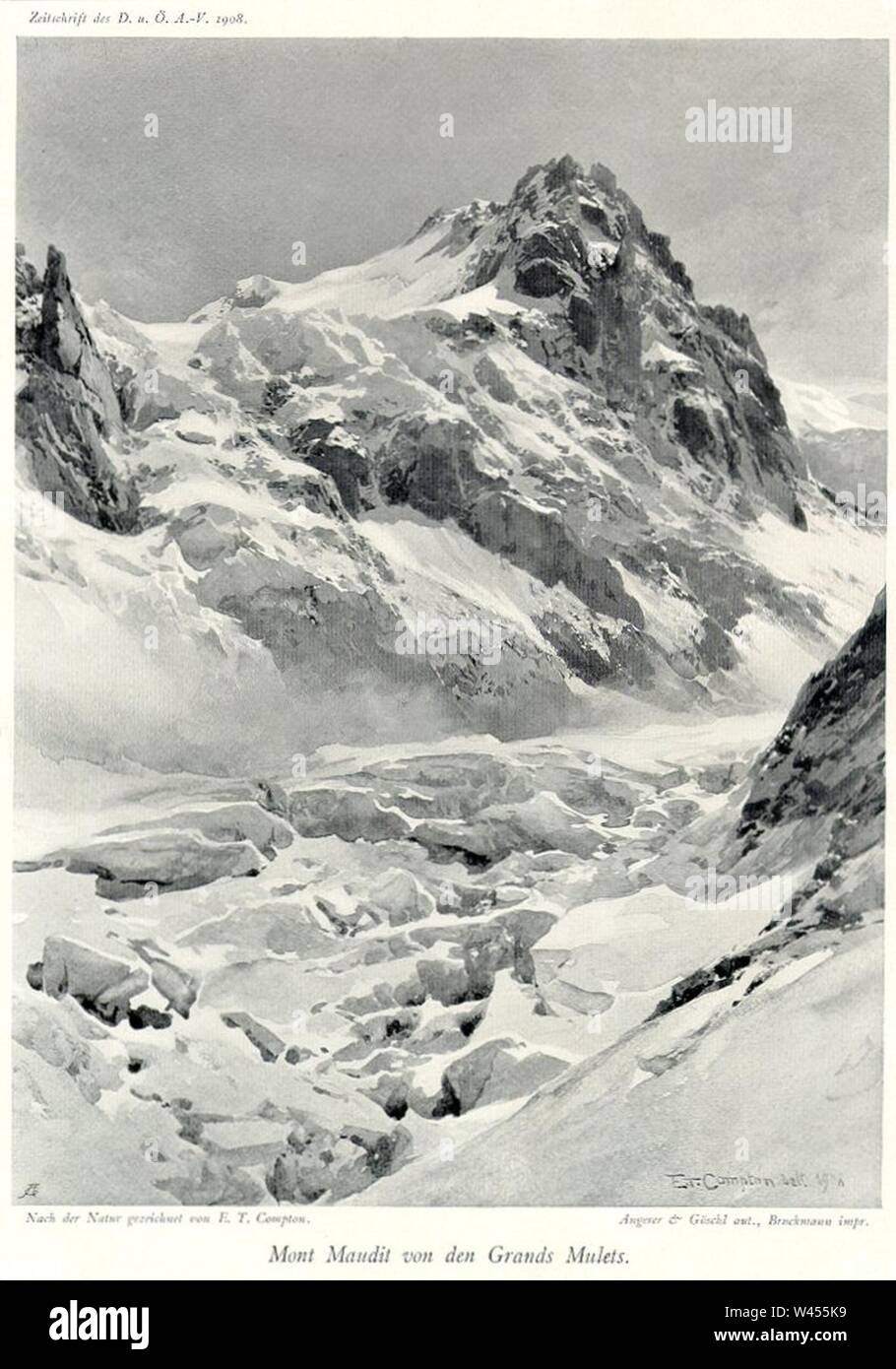 Compton, 1908, Mont Maudit von den Grands Mulets Stock Photo - Alamy
