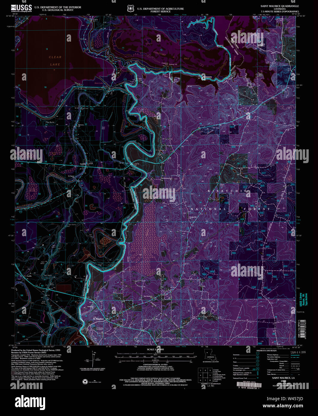 USGS TOPO Map Louisiana LA Saint Maurice 333205 2003 24000 Inverted ...