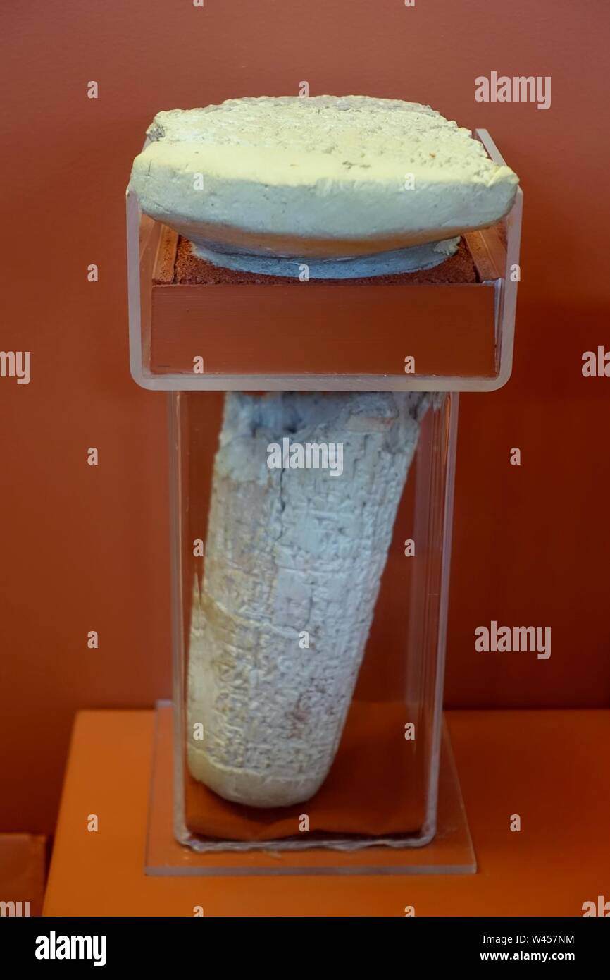 Cone with cuneiform, Isin-Larsa, Mesopotamia, 1849-1843 BC, clay, view ...