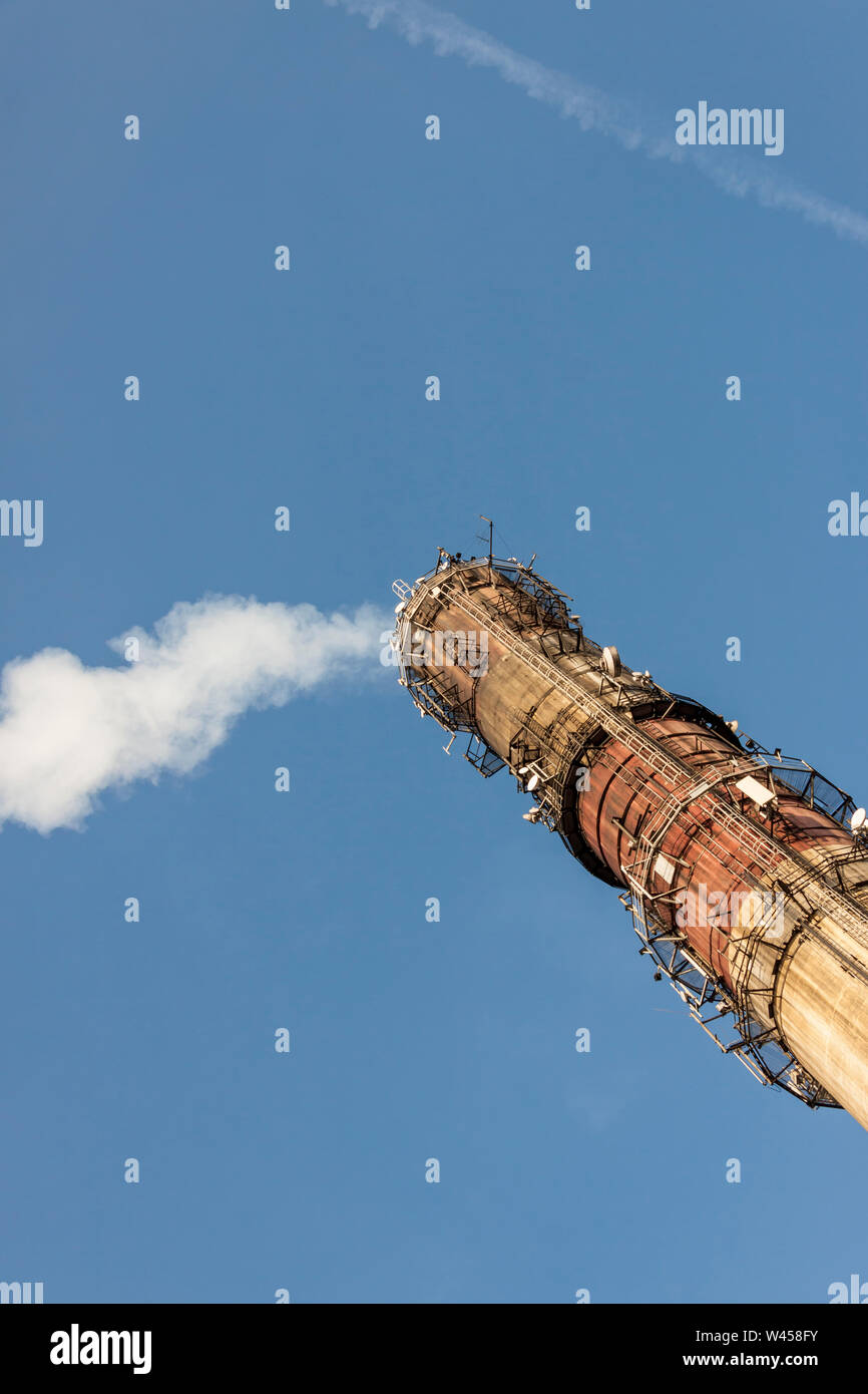 Industrial view - big chimney, Poland Stock Photo - Alamy