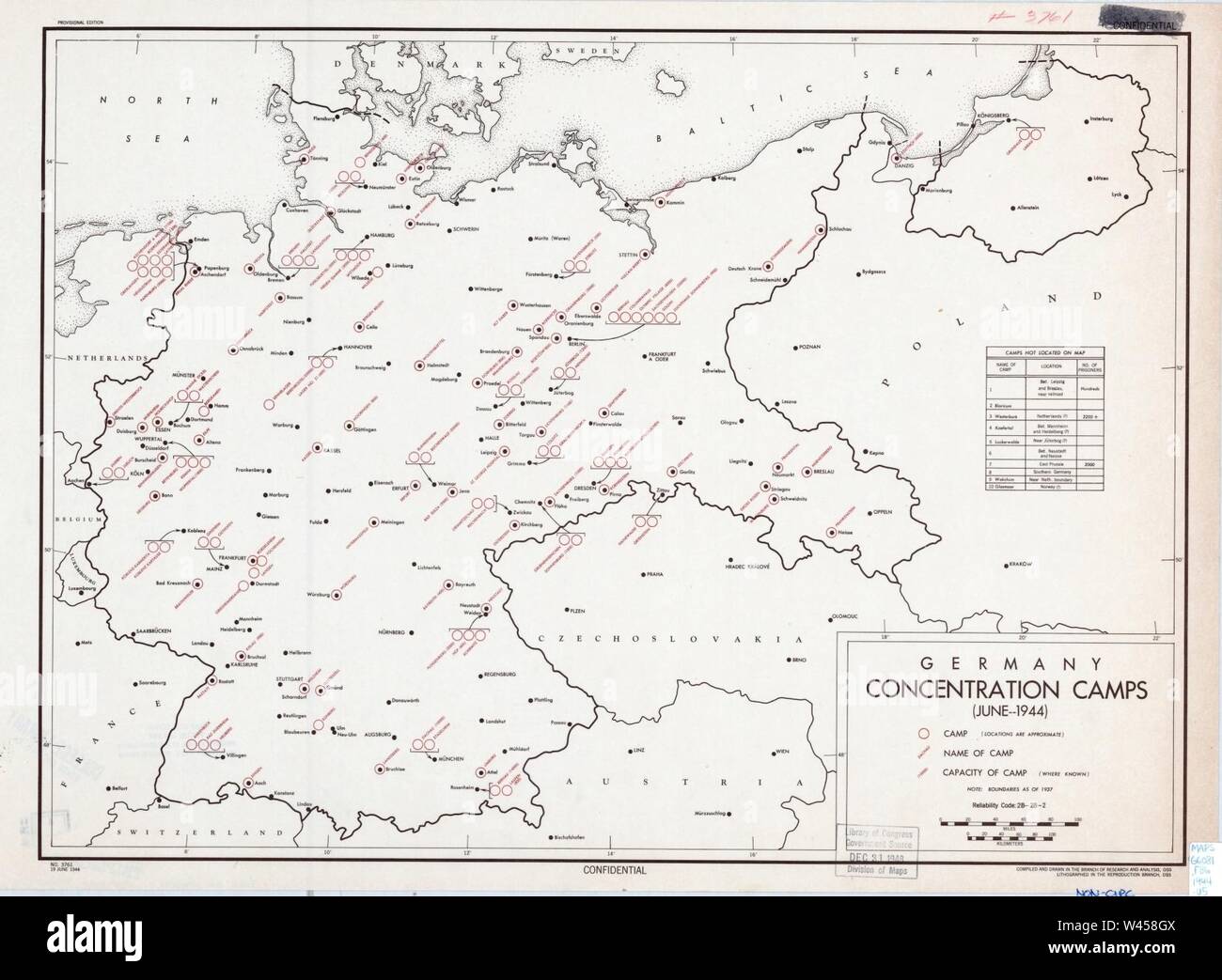 Confidential 1944 Map of location and population of German ...