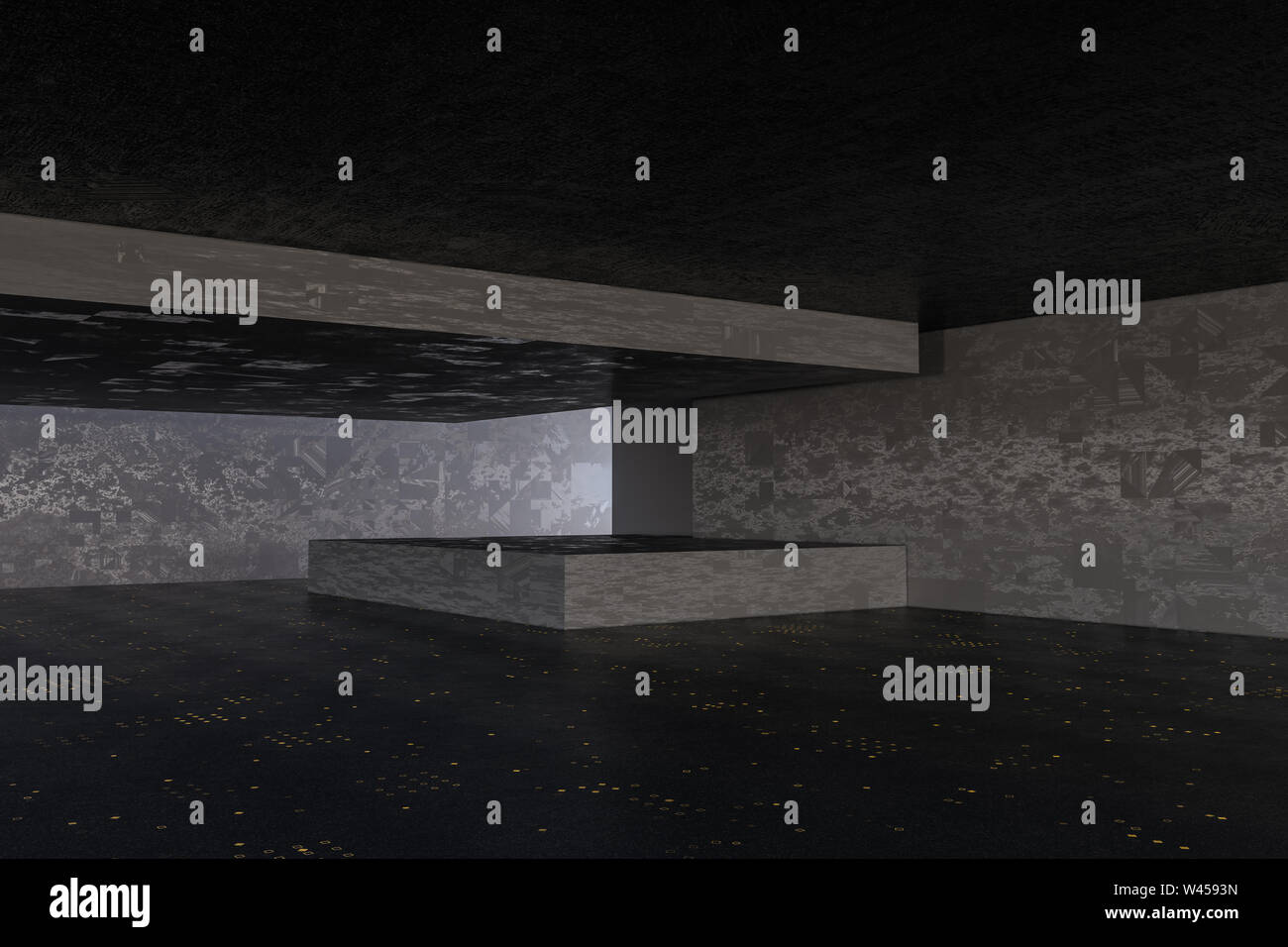 The dark abandoned room, creative architectural construction, 3d ...