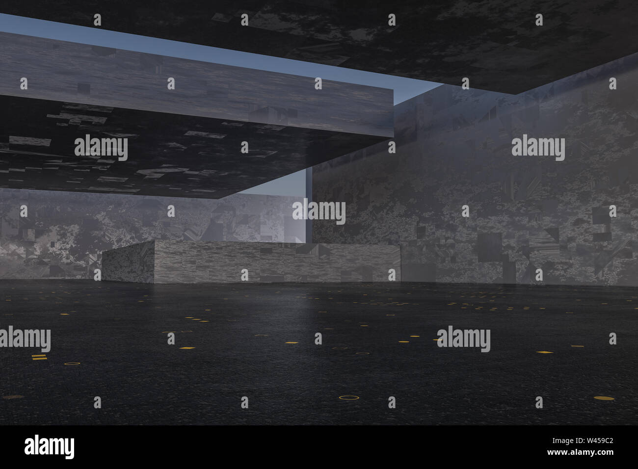 The dark abandoned room, creative architectural construction, 3d ...