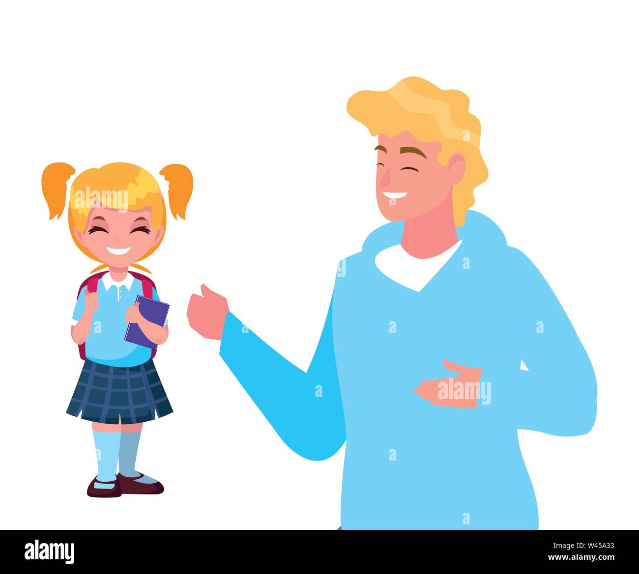 dad with student girl back to achool vector illustration Stock Vector ...