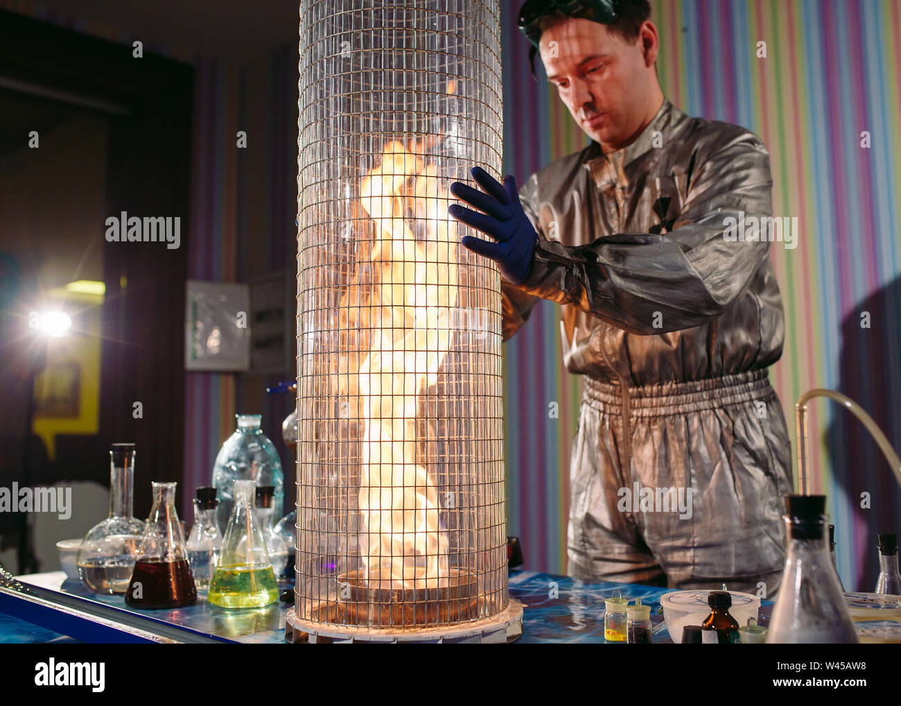 Explosion during the experiment. Unsuccessful experiment in the ...