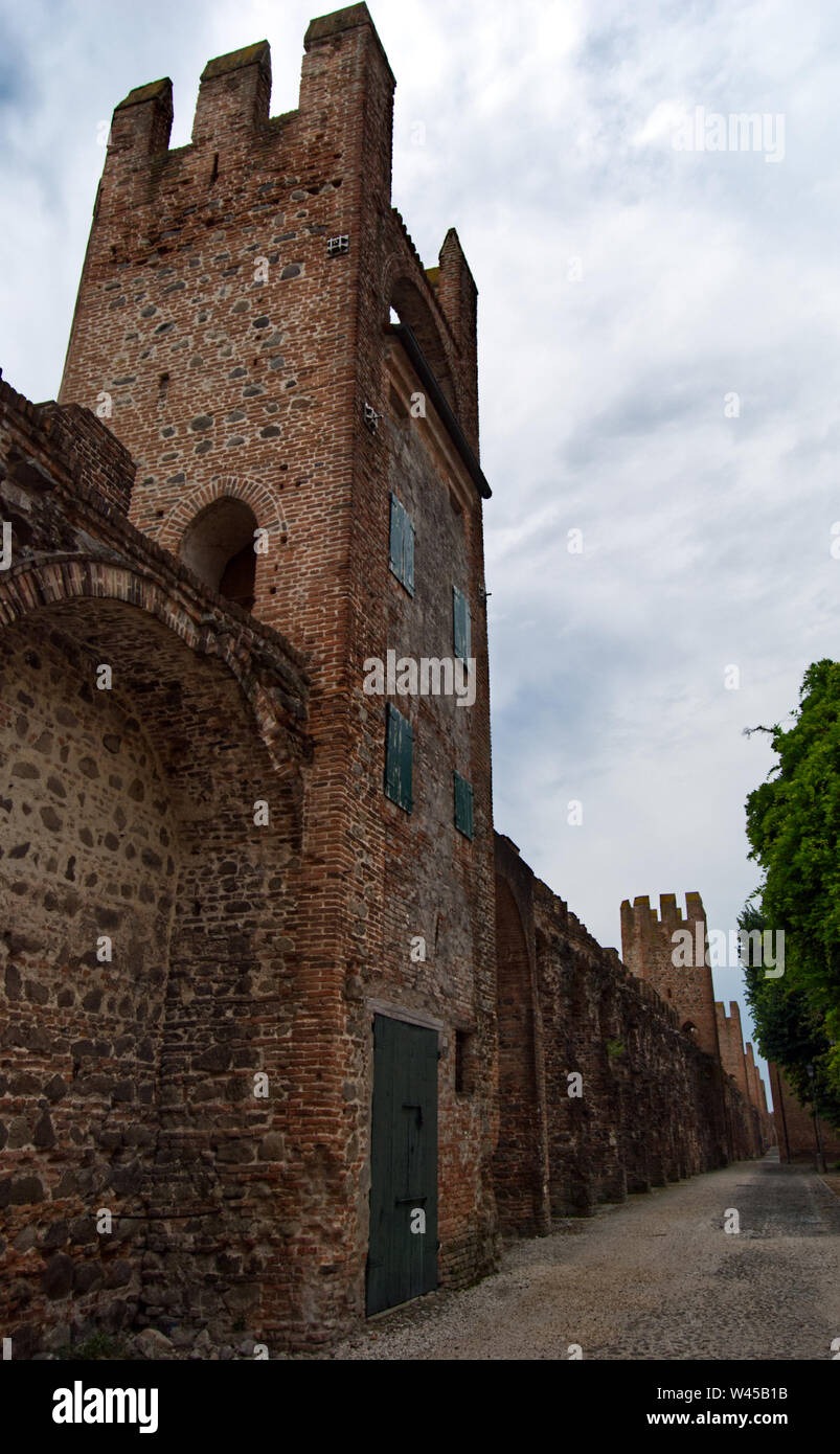 Medieval defense walls of the town of Montagnana, Padova, Italy Stock ...
