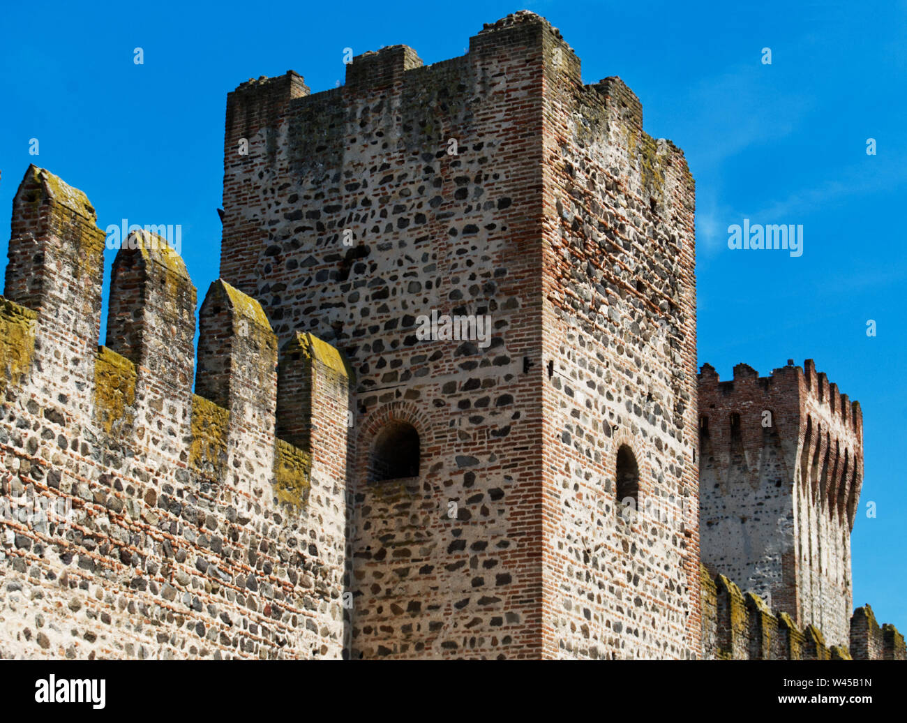 Medieval defense walls of the town of Montagnana, Padova, Italy Stock ...