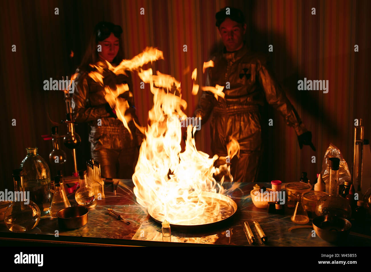 Explosion during the experiment. Unsuccessful experiment in the ...