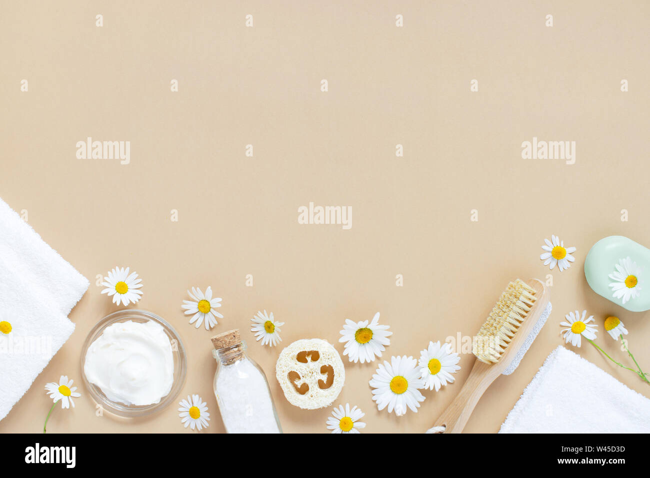 Background with organic body care products, concept of healthy life ...