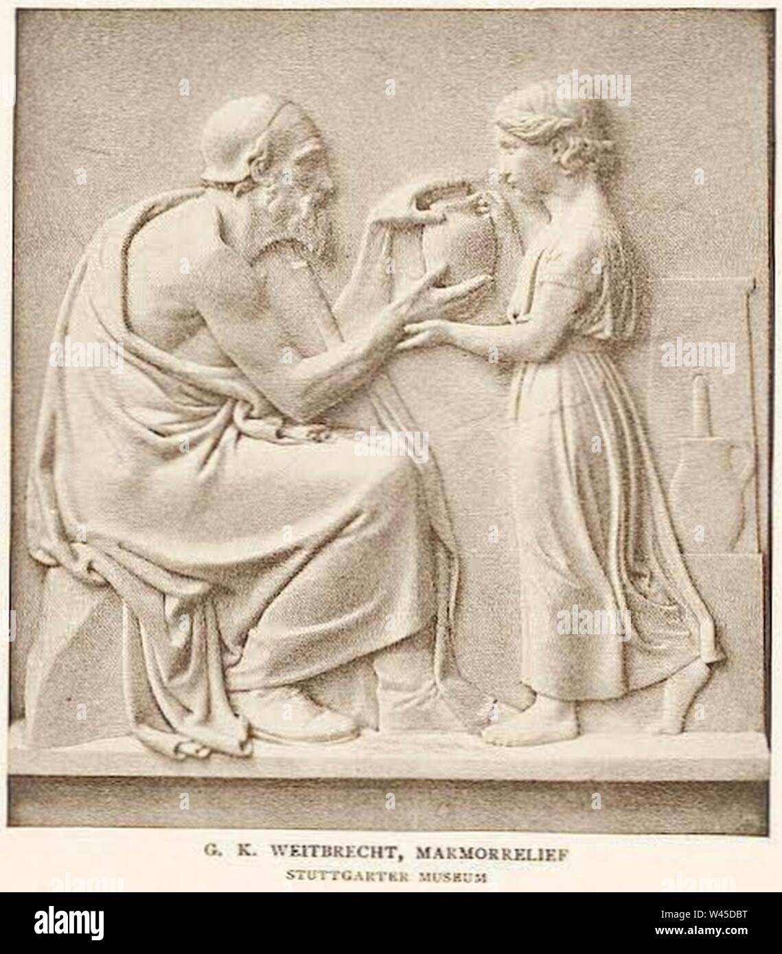 Conrad Weitbrecht Ein Mädchen reicht einem blinden Greis einen Krug ...