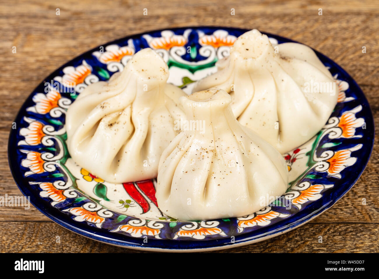 Georgian traditional Khinkali dumplings with meat Stock Photo - Alamy
