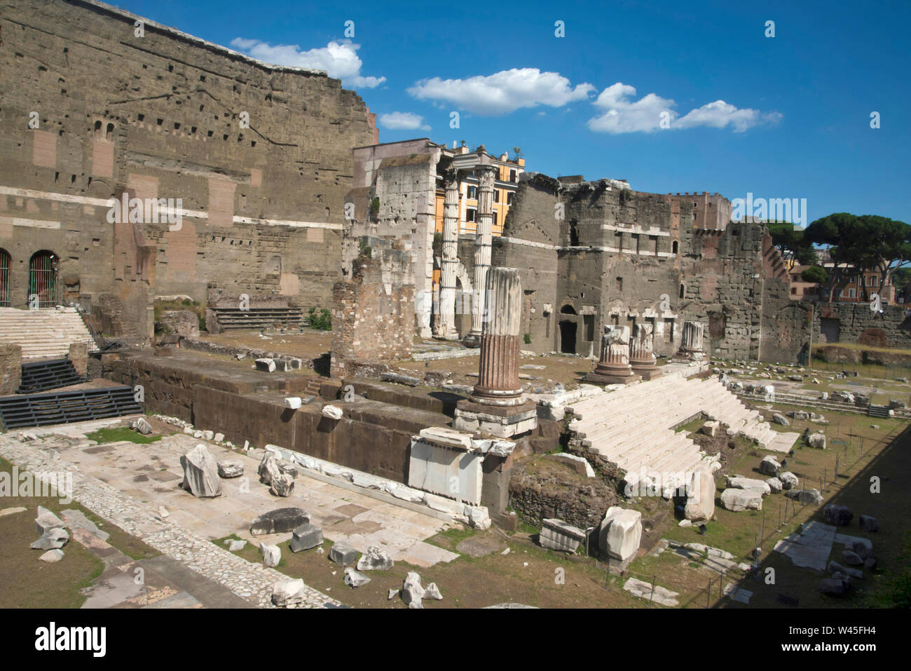 General view of the Roman forum surrounded by the remnants of ancient ...