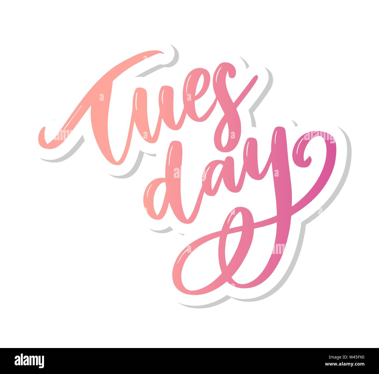 Hello Tuesday words. Quote design. Hand drawn ink lettering Stock ...