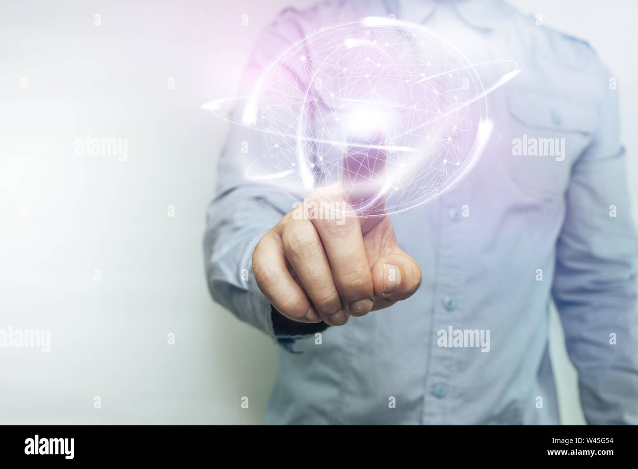 Human touching sphere social connection technologies. Beautiful ...