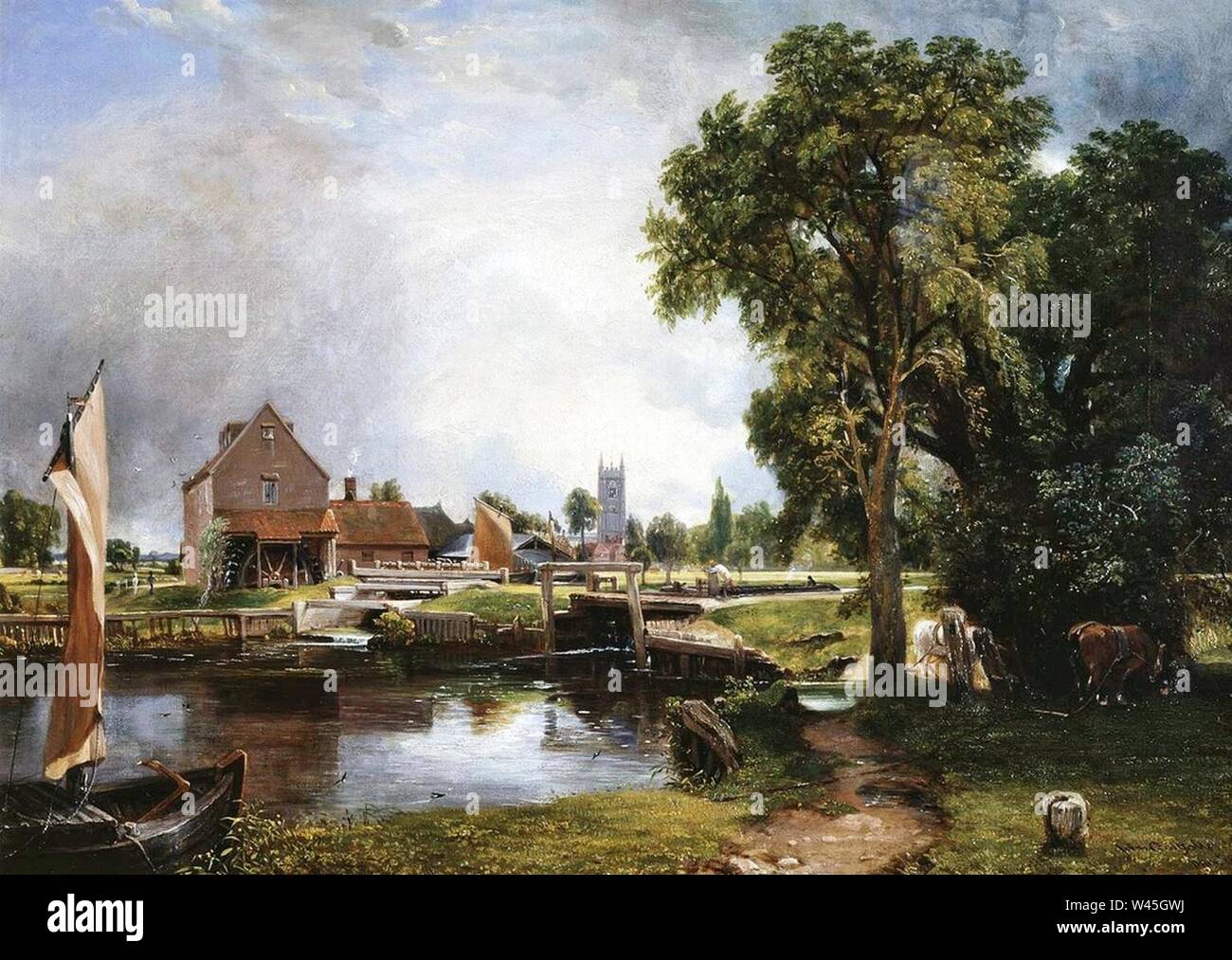 Constable, Lock and Mill Stock Photo - Alamy
