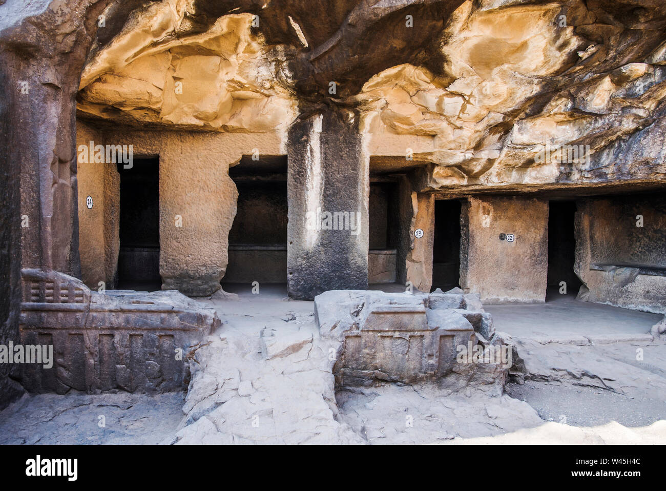 Cave 12 to 14, Simple cells with rock-cut benches, Nasik, Maharashtra ...
