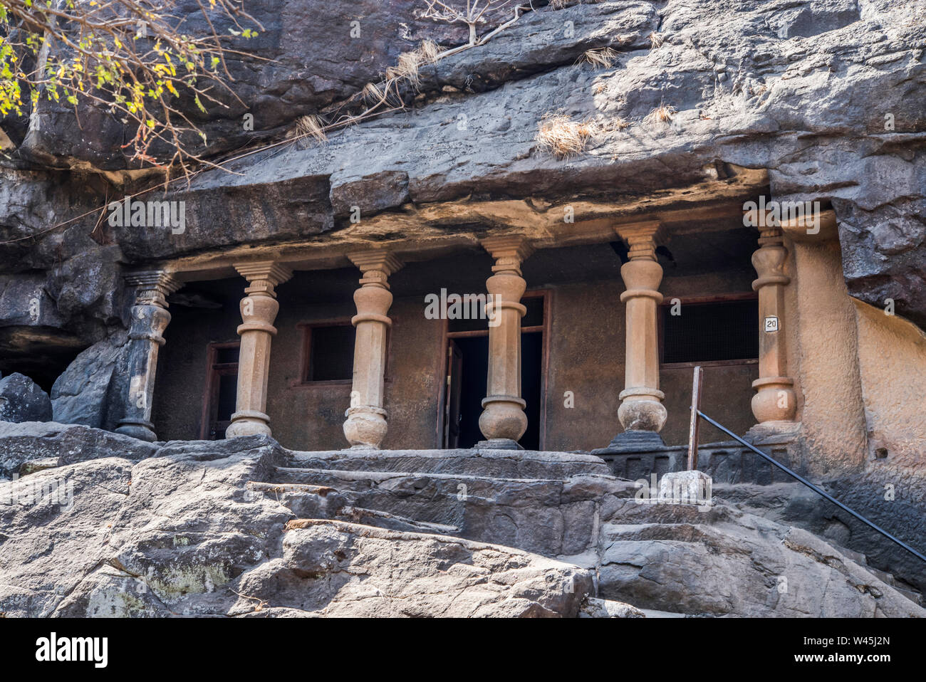 Cave 20, General view of the facade, Pandavleni Caves, Nasik ...