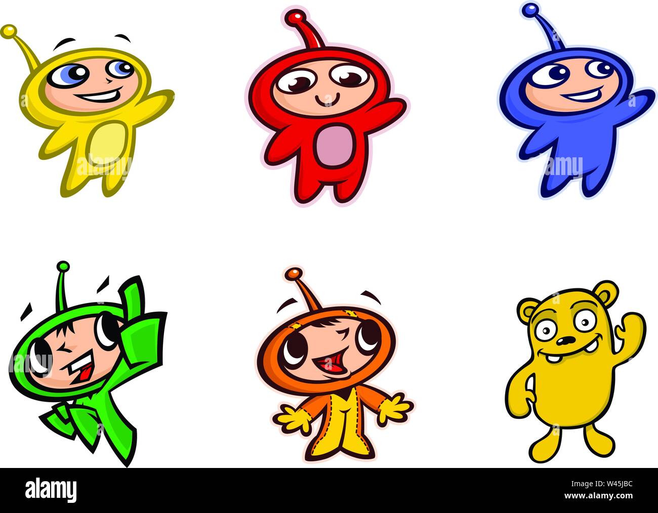 Cartoon men in costumes, characters in a flat style. Vector image ...