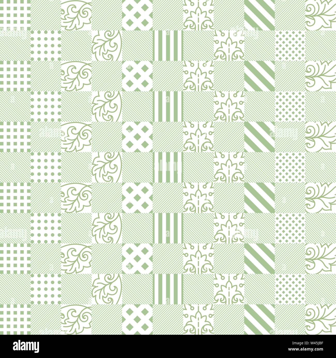 Fashionable green square pattern. Vector ornament in a flat style ...