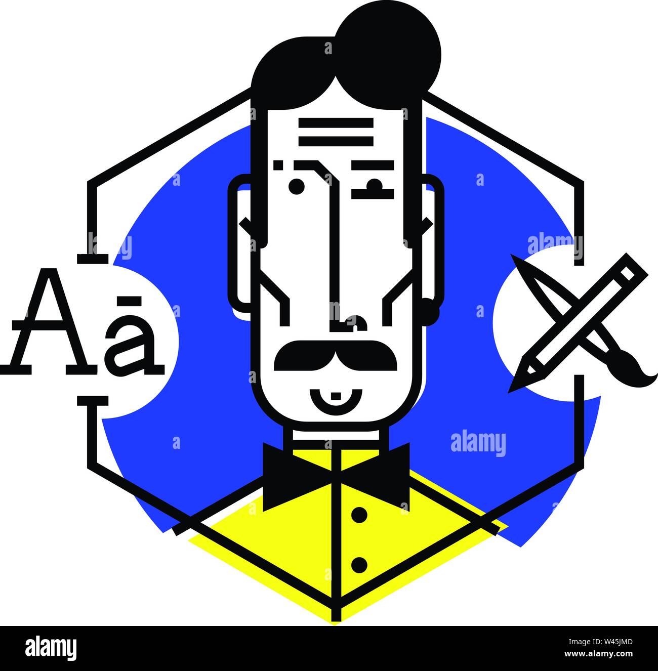 Illustration of a designer icon in a flat style. Vector icon isolated ...