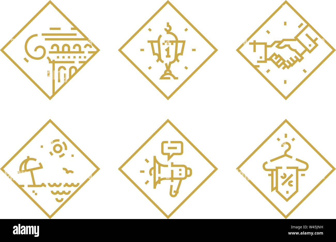 Set of vector icons on different topics. Icons isolated on white ...