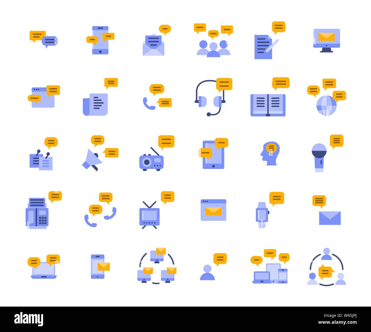 Message flat icon set. Vector and Illustration Stock Vector Image & Art ...