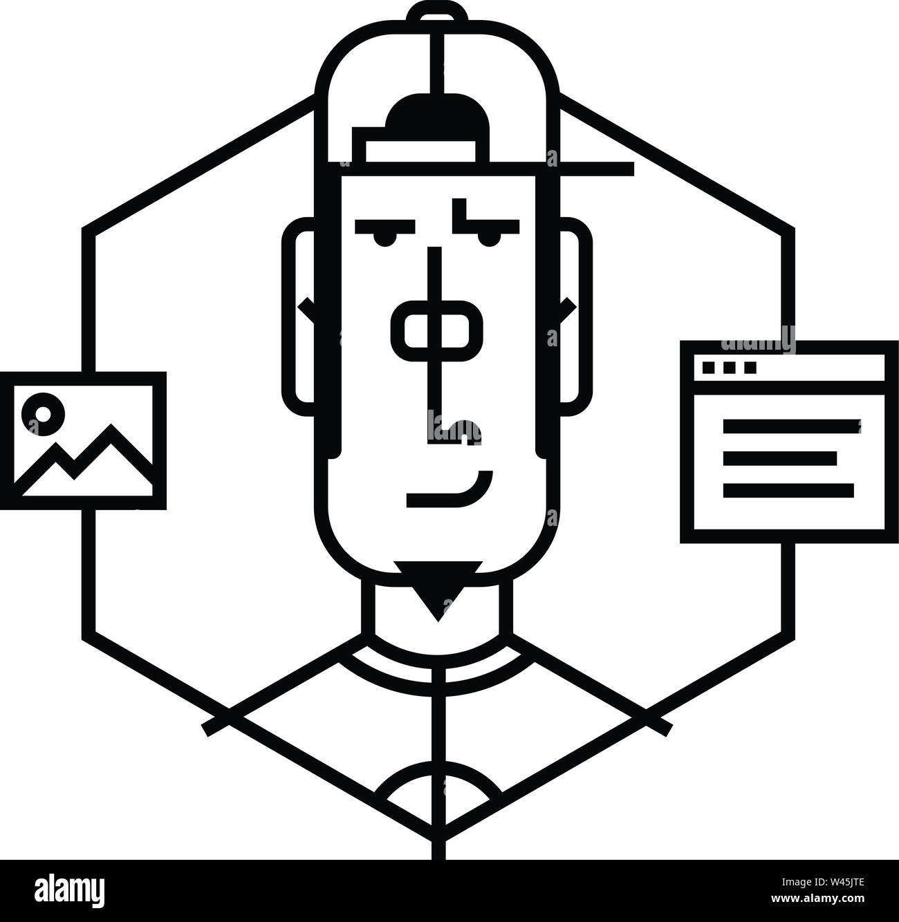 Young man icon cartoon Black and White Stock Photos & Images - Alamy