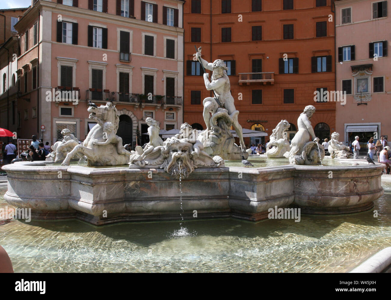 Fountain on the Piazza Navona in Italy.Horizontal Stock Photo - Alamy