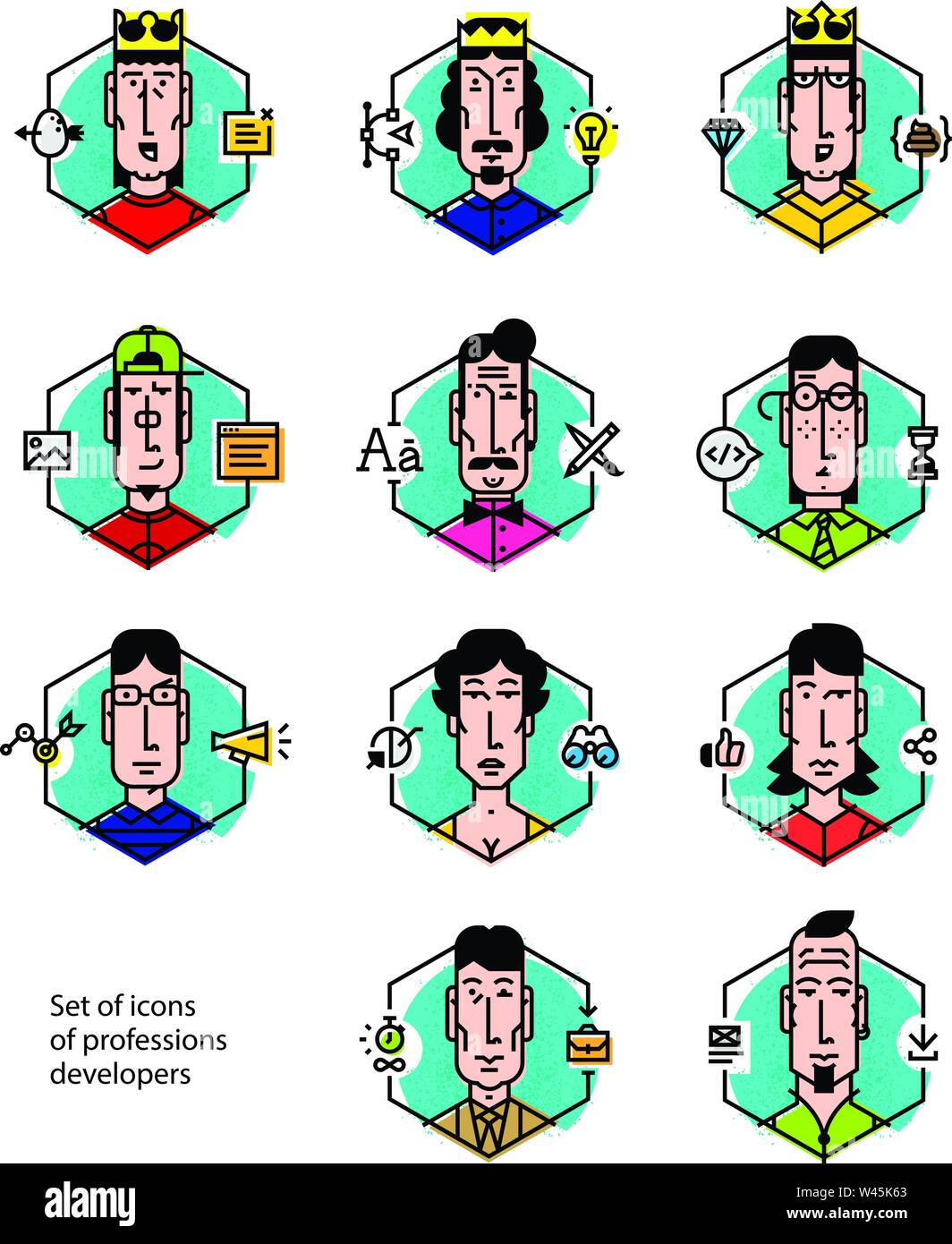 Set of vector icons of people's professions. Icons isolated on white ...