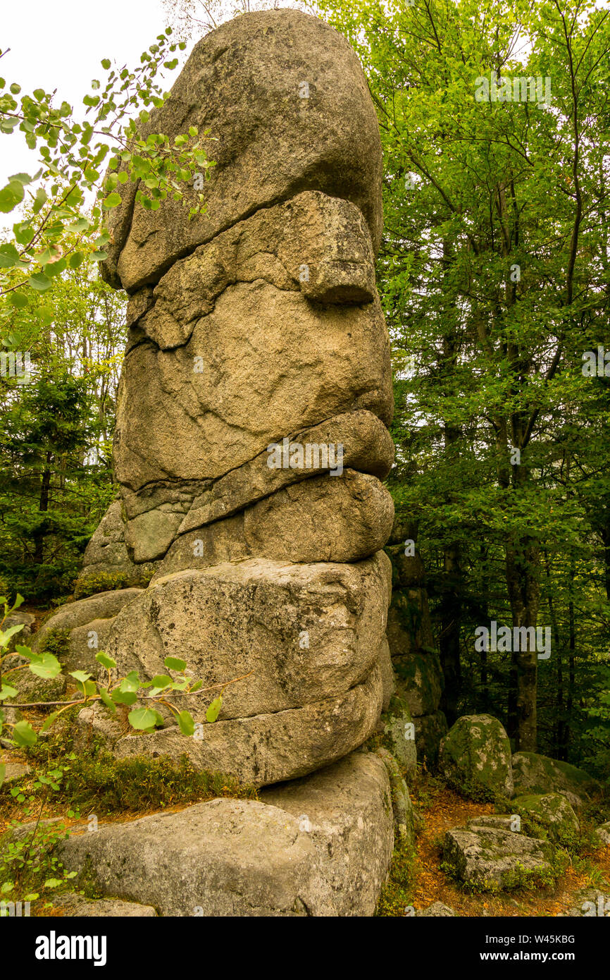 Germany, Seven rocks known as Siebenfels monument of Elzach Yach in ...