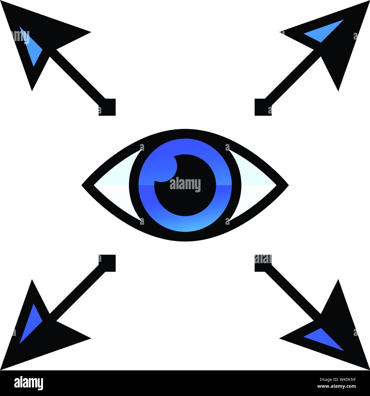 Eye and arrows, logo, sign, emblem. Vector image, isolated on white ...