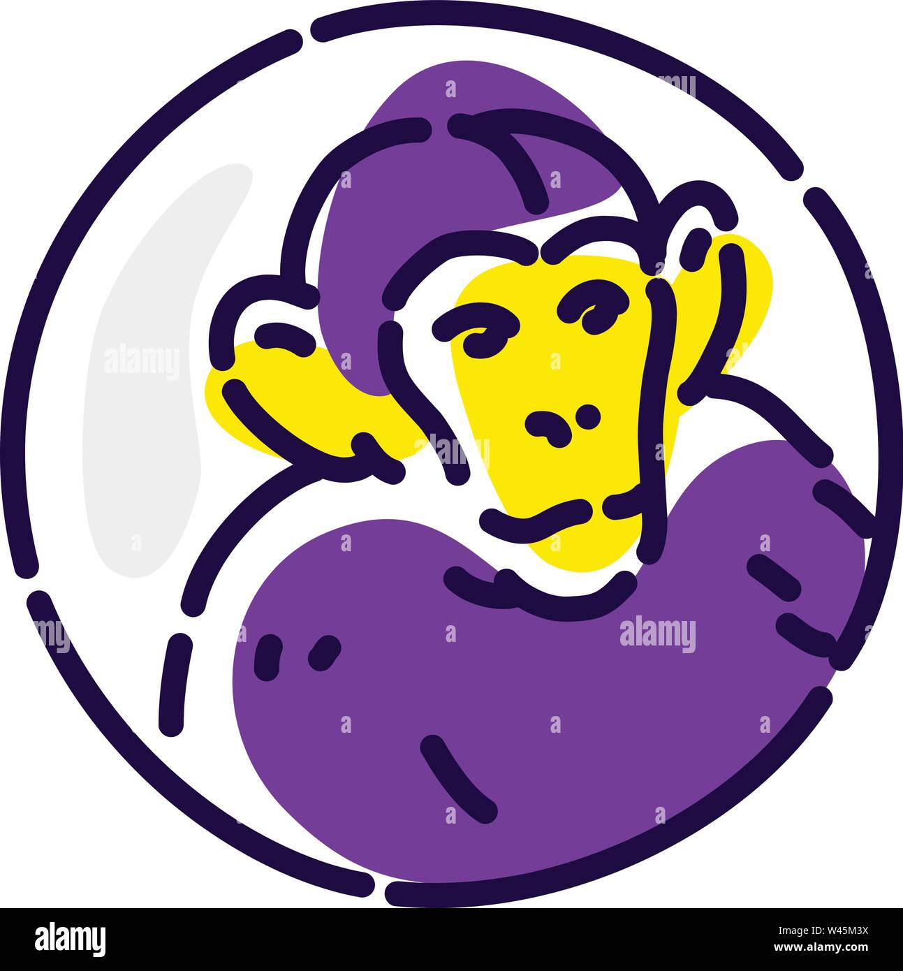 Icon of the monkey. Vector flat icon. Monkey in a circle. Image is ...