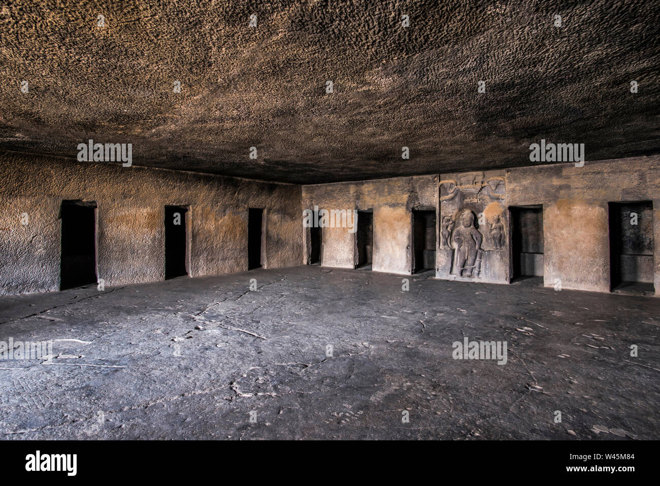 Cave 10, Interior view showing monk cells and Bhairava, Pandavleni ...