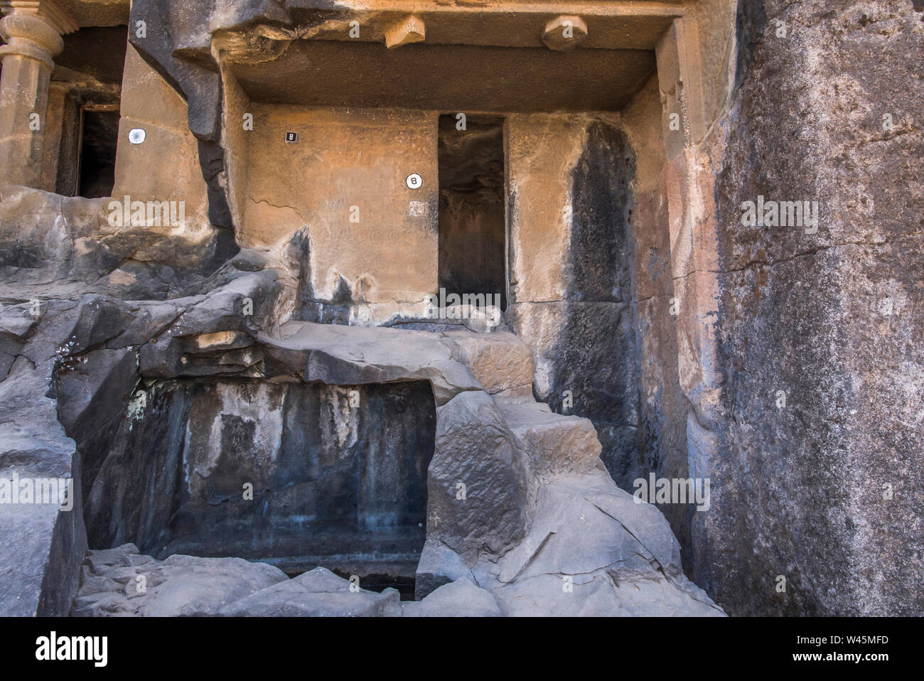 Cave 8, General view of the facade of cave 8 and a portion of cave 9 ...