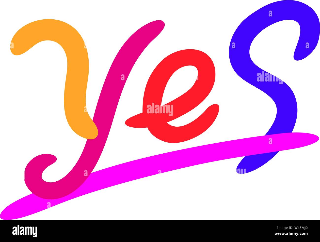 The inscription Yes. Logo, inscription is isolated on white background ...