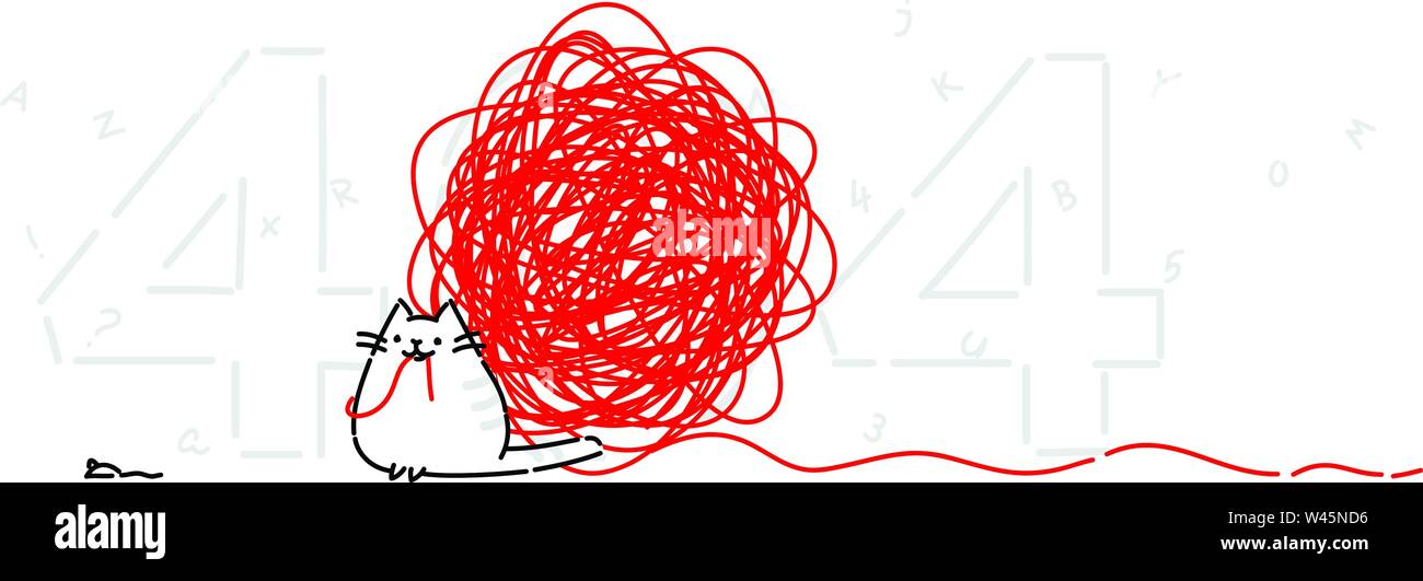 Cartoon illustration funny cat ball hi-res stock photography and images ...