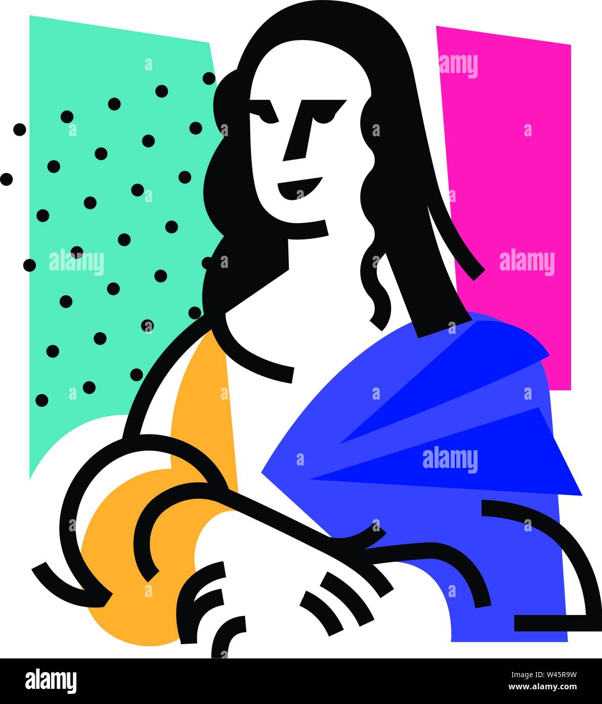 Illustration of the Mona Lisa. Icon of Gioconda, the artist Leonardo ...