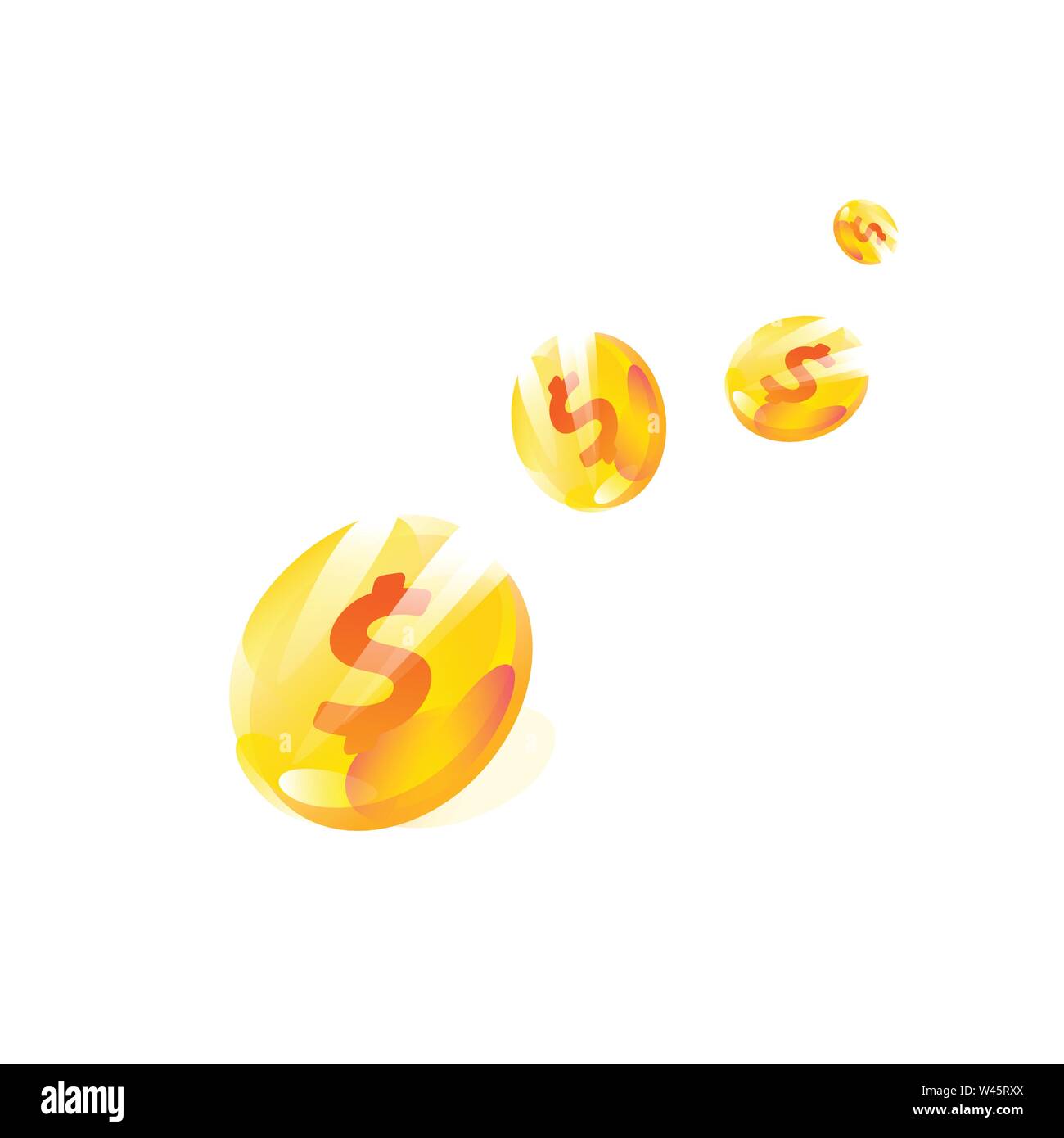 Illustration of a dollar coin. Gradient flat icon. Vector illustration ...