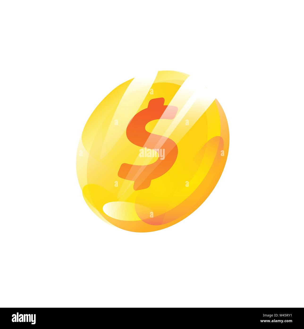 Illustration of a dollar coin. Gradient flat icon. Vector illustration ...