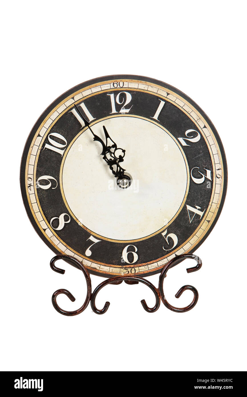 Wall clock in old fashioned style on isolated background Stock Photo ...