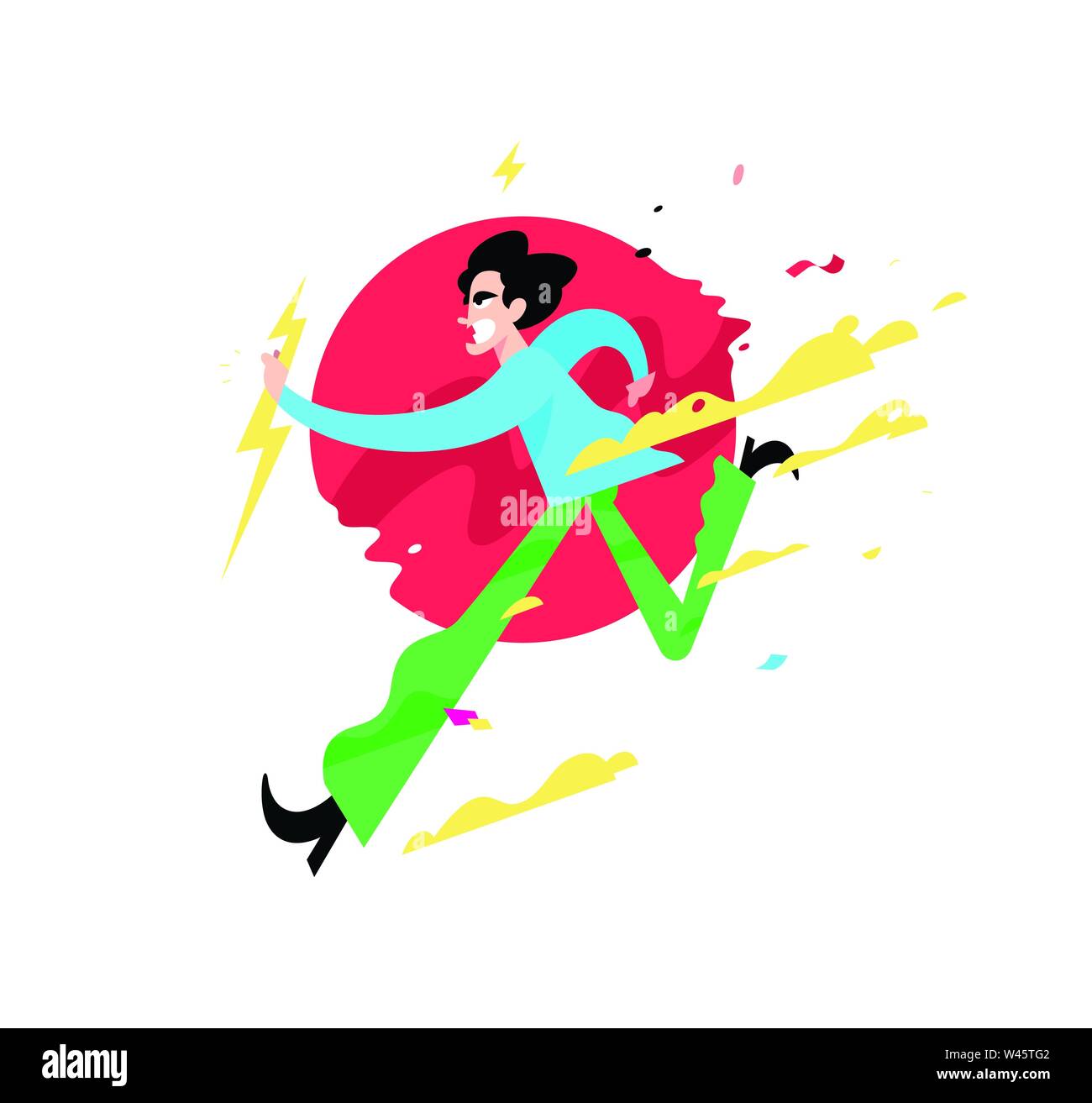Illustration of a running evil guy. Vector illustration. A cute young ...