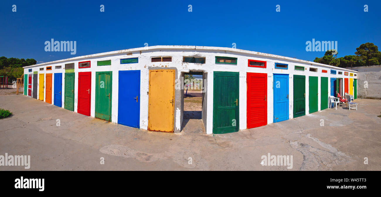 Jadrija beach colorful cabins panoramic view, tourist destination in ...