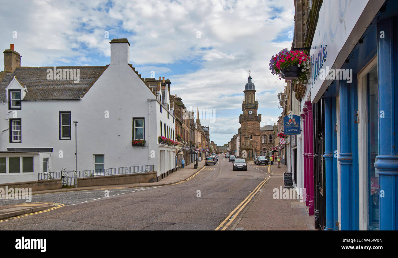 FORRES MORAY SCOTLAND LOOKING TOWARDS TOLBOOTH BUILDING AND MARKET ...