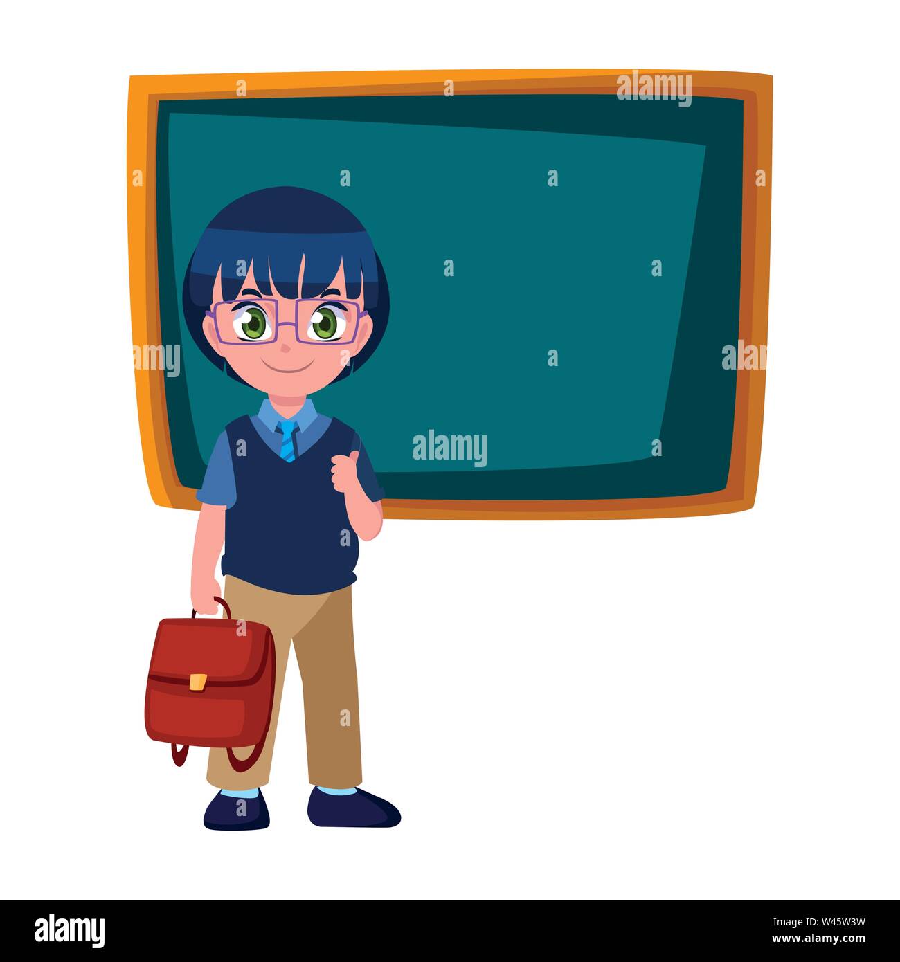 smiling school boy with chalkboard vector illustration Stock Vector ...