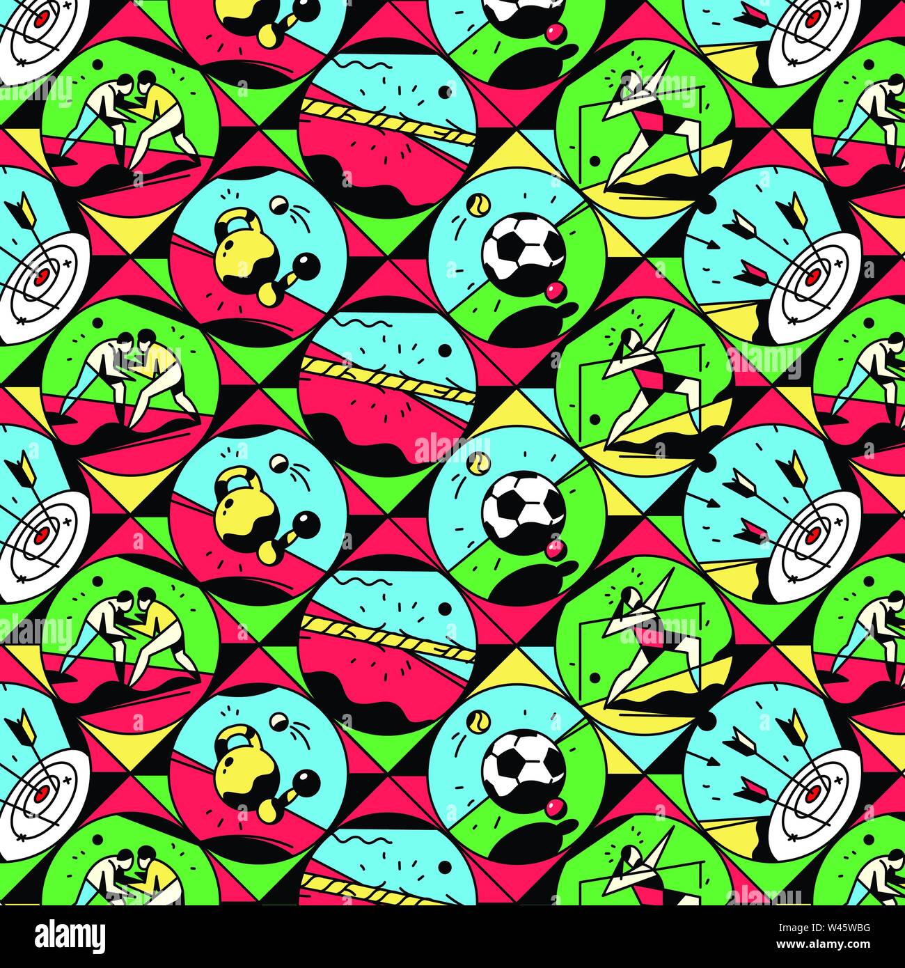 Ornament, a pattern on the theme of sports. Vector illustration. Sports ...