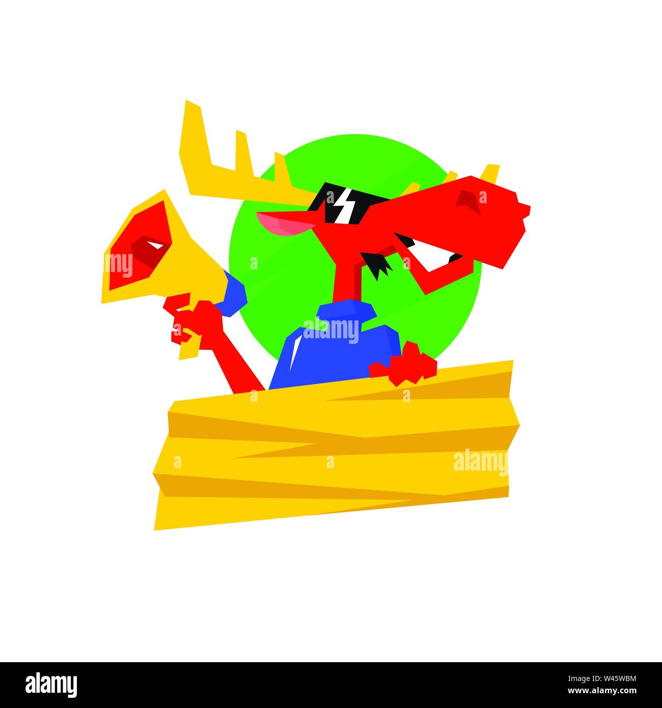 Character is a red moose with a megaphone. Vector illustration. Company ...