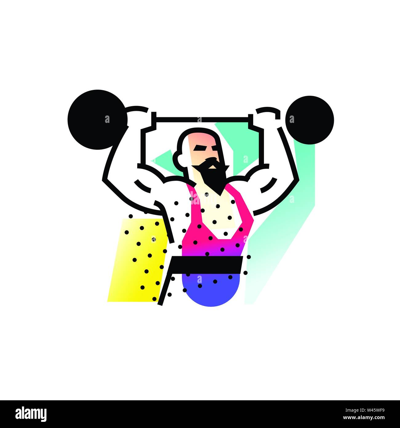 Illustration of the strongman, weightlifter, circus. Icon logo for ...