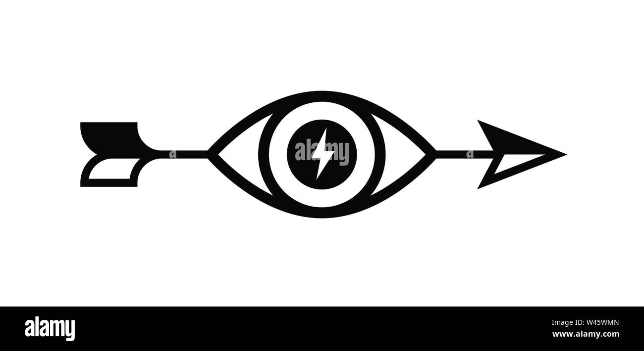 Logo of an arrow with an eye. Vector icon. Image is isolated on white ...