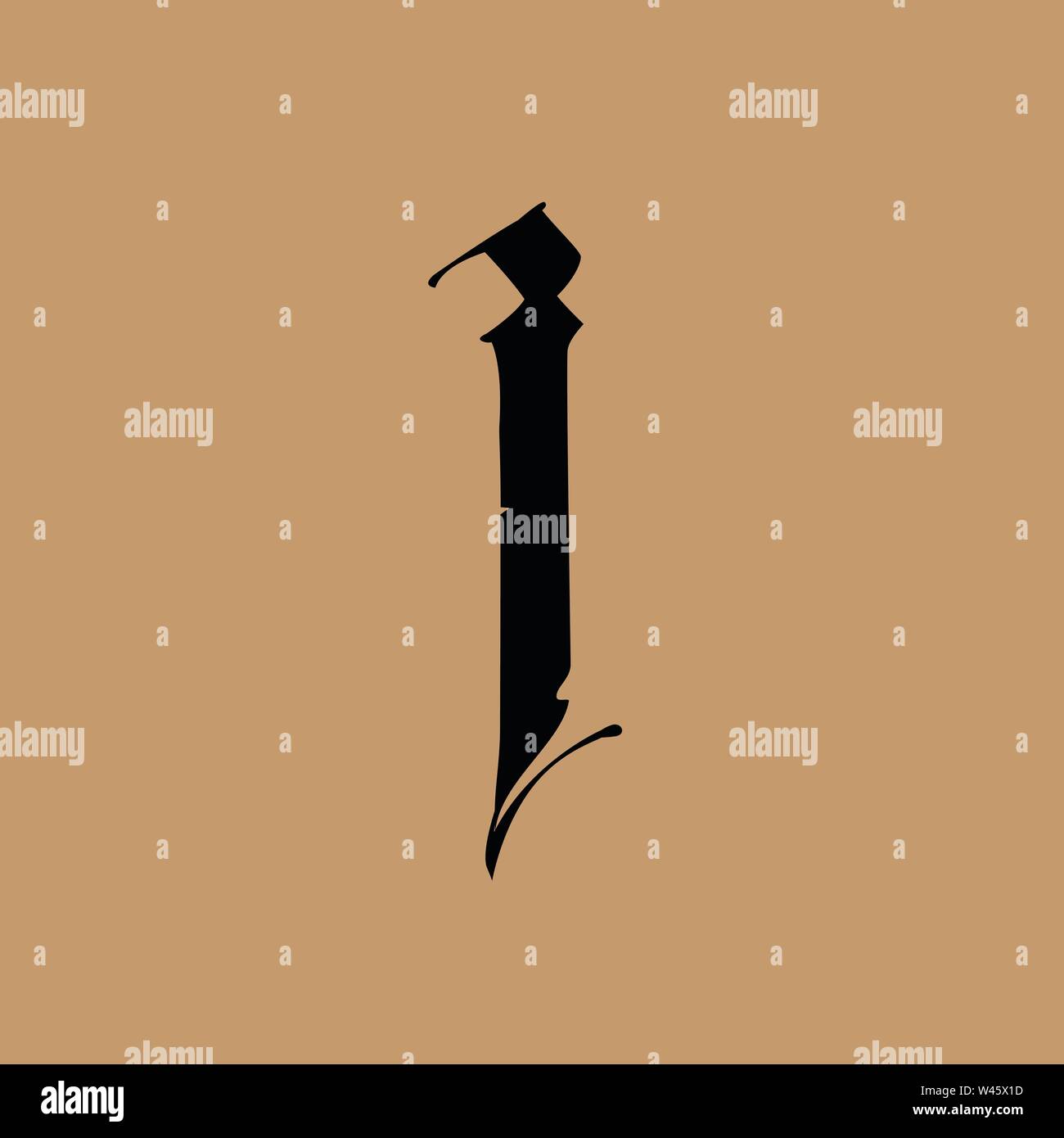 Letter I, in the Gothic style. Vector. Alphabet. The symbol is isolated ...